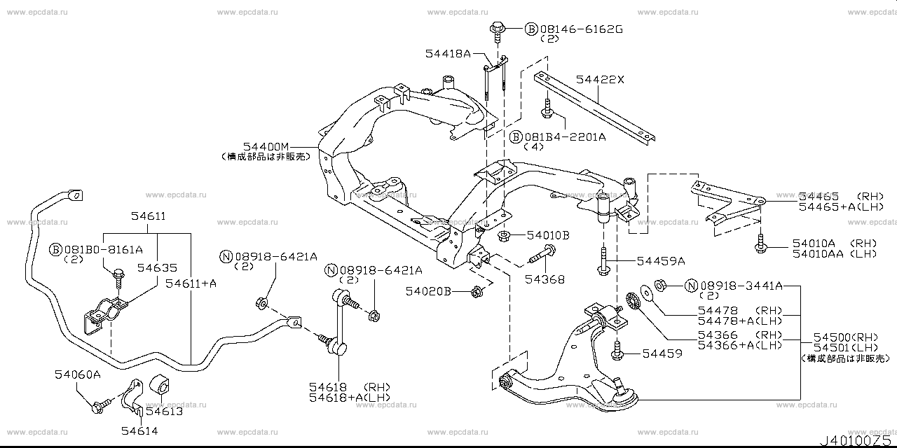 Front suspension (chassis) for Nissan Elgrand E51, 2 generation 05.2002 ...