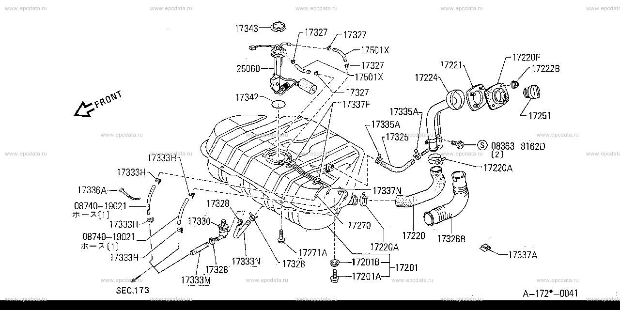 Fuel tank (chassis) for Nissan S-Cargo G20, 1 generation 01.1989 - 12. ...