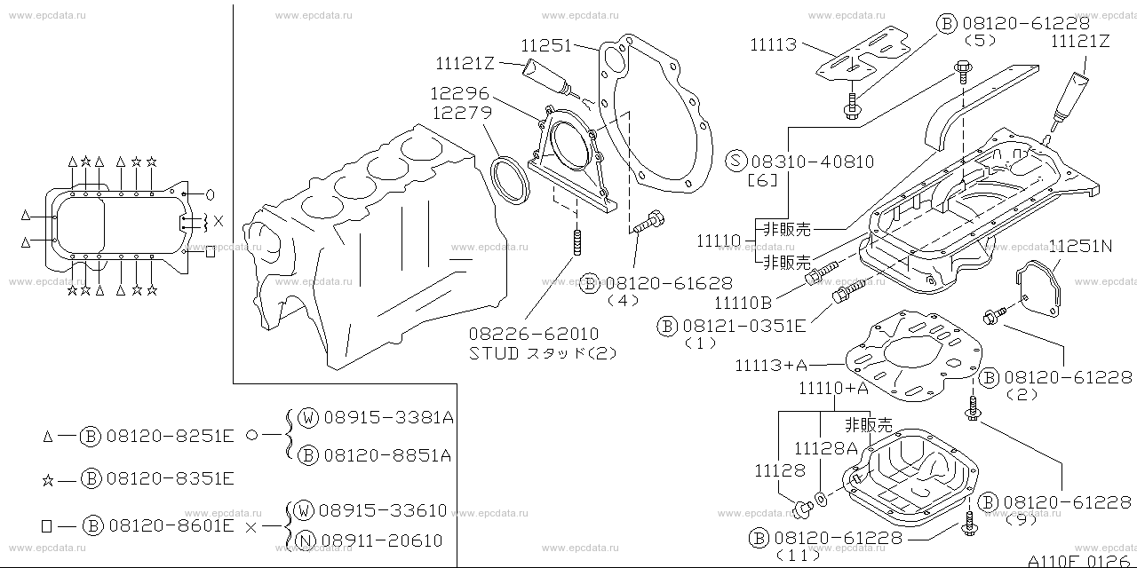 110 - cylinder block & oil pan (engine) for Pulsar RNN14 Nissan Pulsar ...