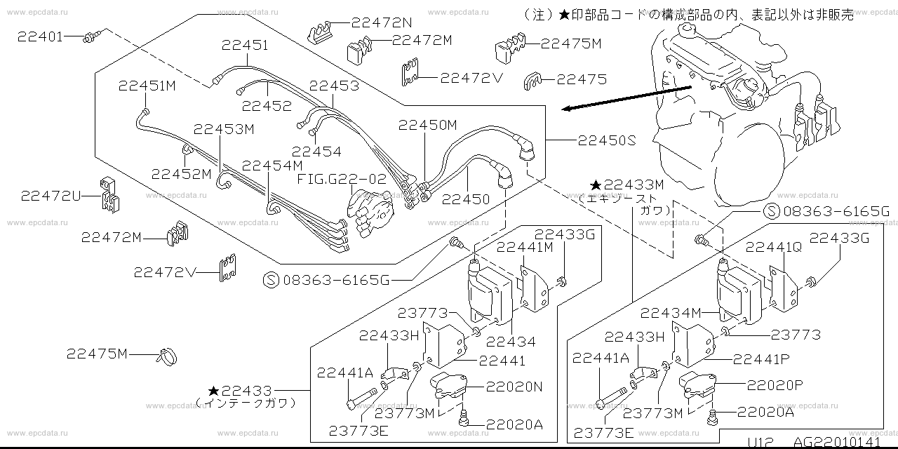 Engine ignition system (engine) for Nissan Bluebird U12, 8 generation ...