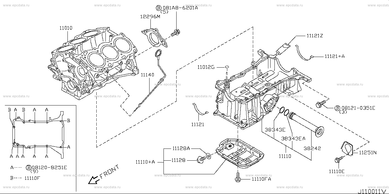 Cylinder block & oil pan (engine) for Nissan Skyline V36, 12 generation ...