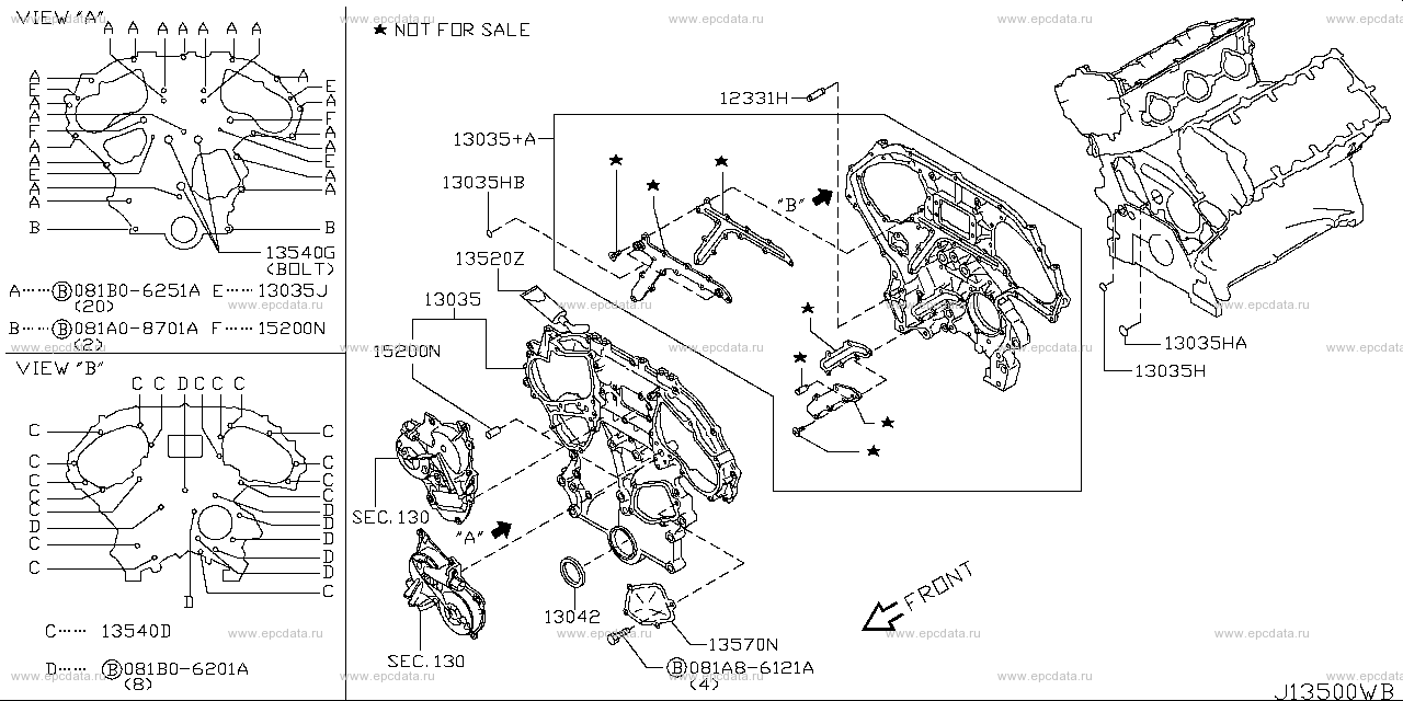 Front cover & fitting (engine) for Nissan Skyline V36, 12 generation ...