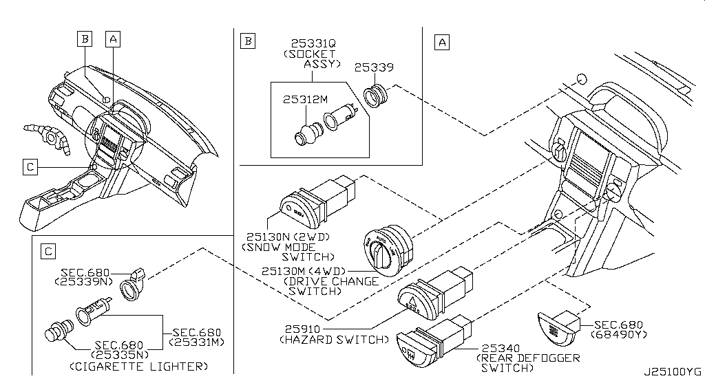 Switch - Nissan X-Trail, T30, 03.2004 - 12.2006 - Amayama