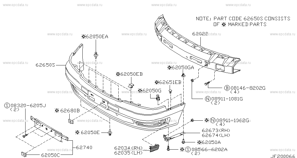 Front bumper (body) for Nissan Maxima A32, 4 generation 03.1995 - 05. ...
