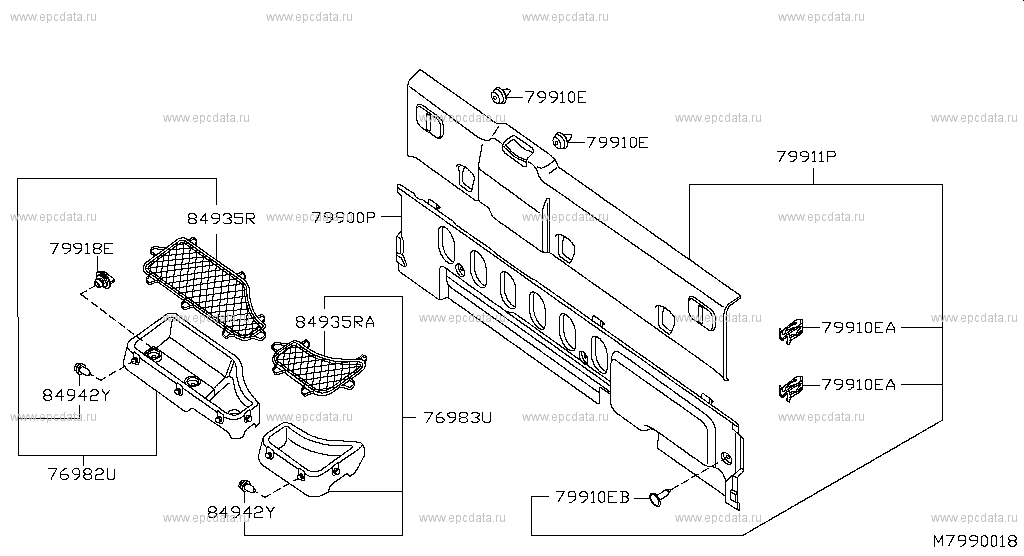 Rear trimming (trim) for Nissan Navara D40, 2 generation 01.2004 - 03. ...