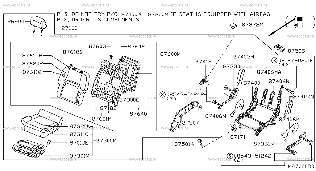 Front seat (trim) for Nissan Navara D40, 2 generation, restyling 04. ...
