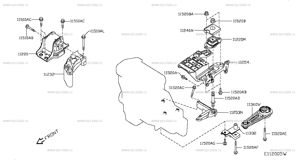 Engine & transmission mounting (unit) для Nissan Qashqai J10, 1 ...
