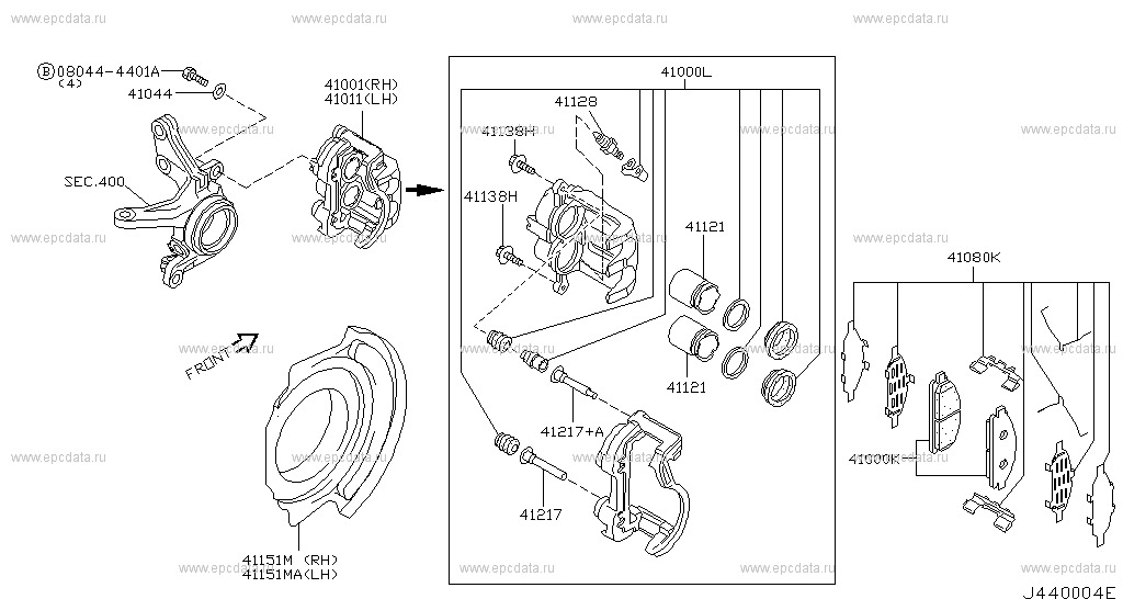 Front brake (chassis) для Nissan X-Trail T30, 1 поколение 10.2000 - 05. ...