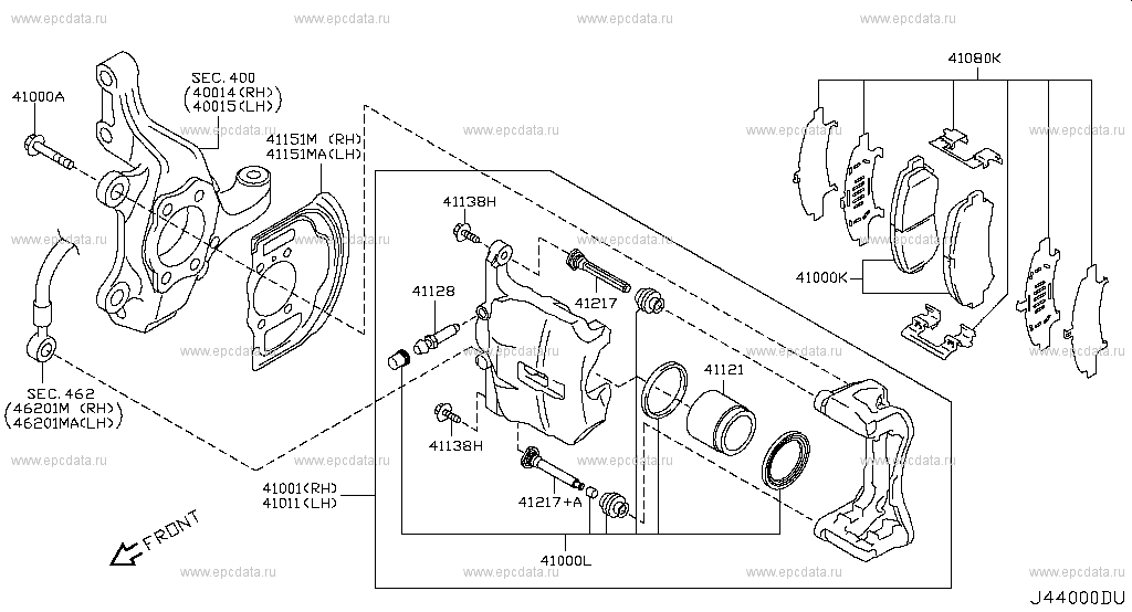 Front brake (chassis) для Nissan X-Trail T31, 2 поколение 08.2007 - 02. ...
