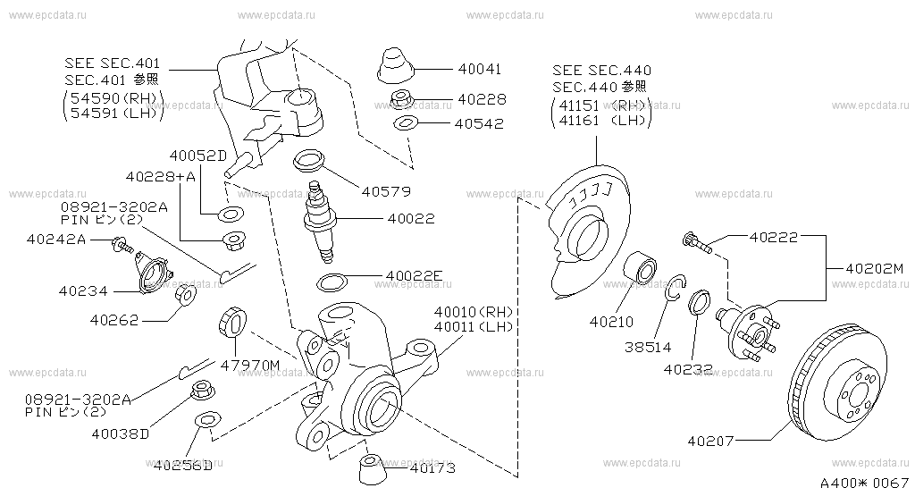400 - FRONT AXLE for 300ZX Z32 Nissan 300ZX - Amayama