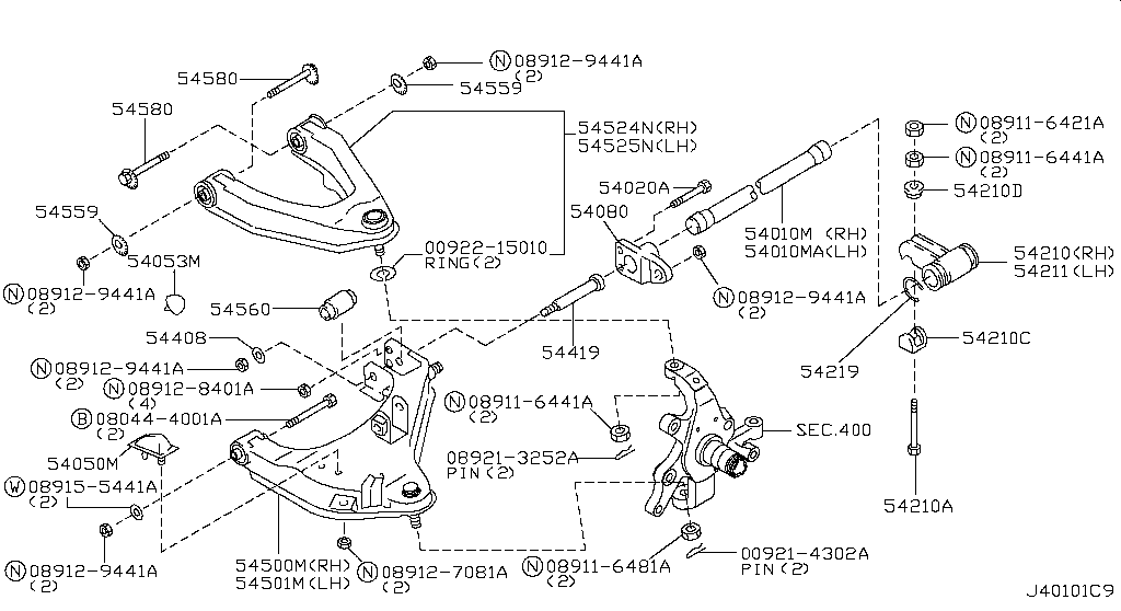 401 - FRONT SUSPENSION for NP300 D22SS Nissan NP300 - Genuine parts ...
