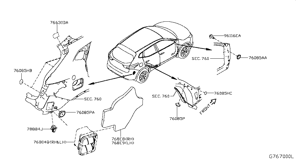 767 - BODY SIDE FITTING for Qashqai J11R Nissan Qashqai - Genuine parts ...