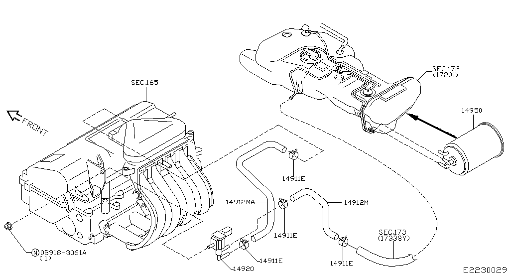223 - ENGINE CONTROL VACUUM PIPING for Micra K12E Nissan Micra - Auto ...