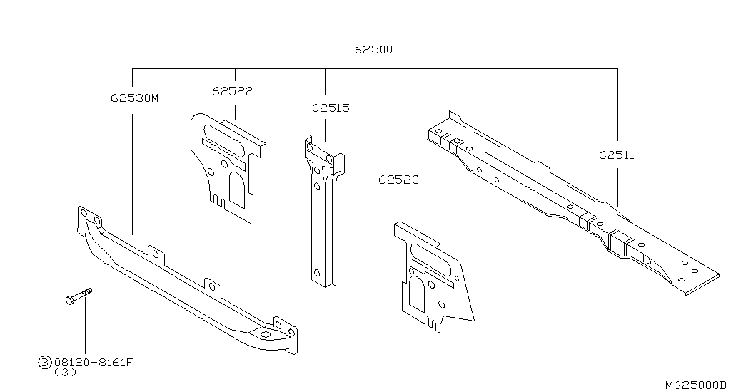 625 - FRONT APRON & RADIATOR CORE SUPPORT for Terrano2 R20 Nissan ...