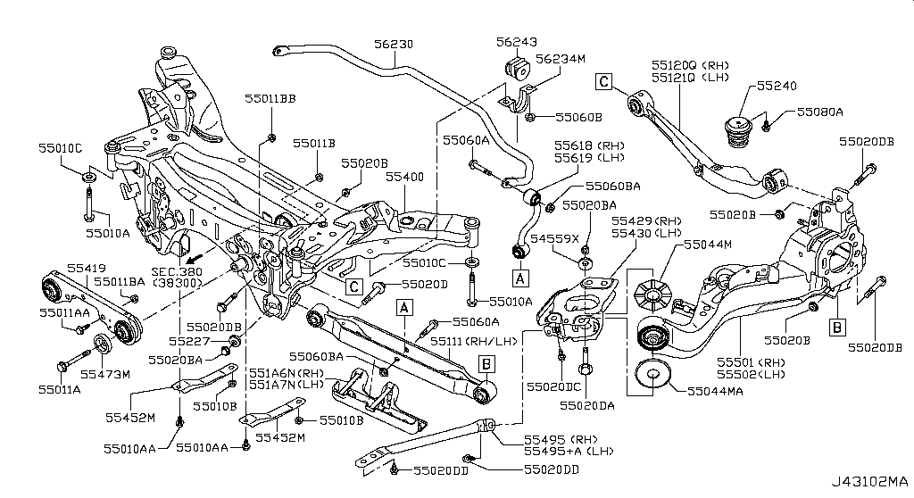Rear suspension for Nissan X-Trail T32, 11.2018 - ... E1D R9N 6MT ...