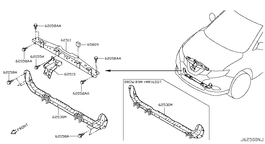 Front apron & radiator core support for Nissan X-Trail T32, 04.2014 ...