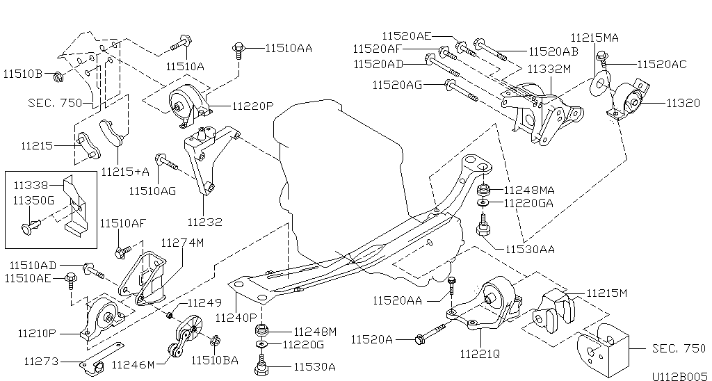 112 - ENGINE & TRANSMISSION MOUNTING for Primera P11E-RHD Nissan ...