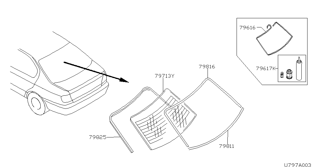 797 - REAR WINDOW for Primera P11E-RHD Nissan Primera - Auto parts ...