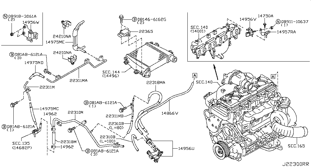 223 - ENGINE CONTROL VACUUM PIPING for Patrol Y61-RHD Nissan Patrol ...