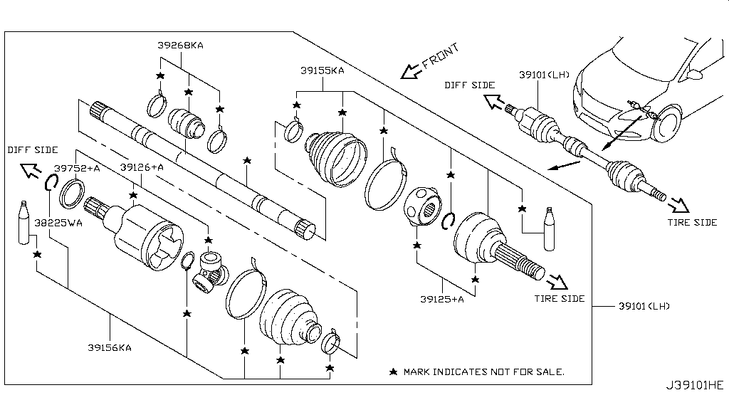 391 - FRONT DRIVE SHAFT (FF) for Sentra B17T Nissan Sentra - Genuine ...