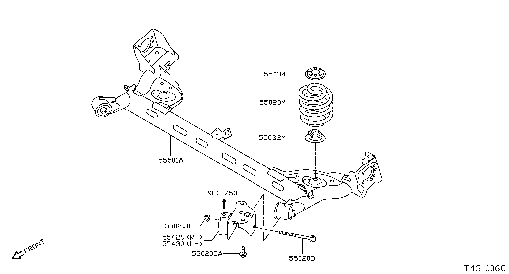 Rear suspension for Nissan Sentra B17TT, 07.2017 - ... LOW MRA8DE CVT ...