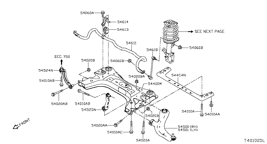 Front suspension for Nissan Sentra B17WW, 01.2017 - ... LOW MRA8DE CVT ...