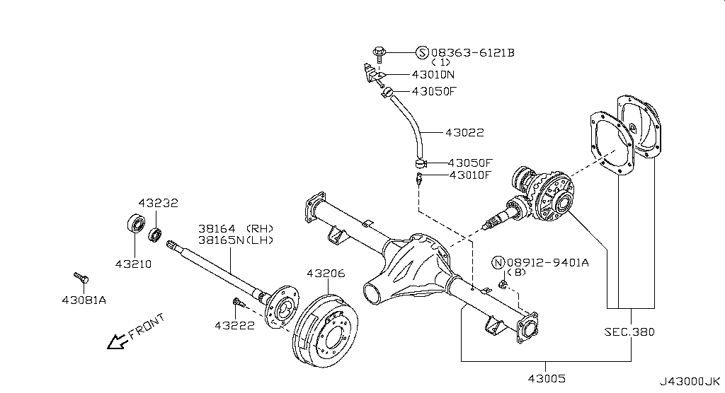 430 - REAR AXLE for NP300 D22SS Nissan NP300 - Auto parts - Amayama