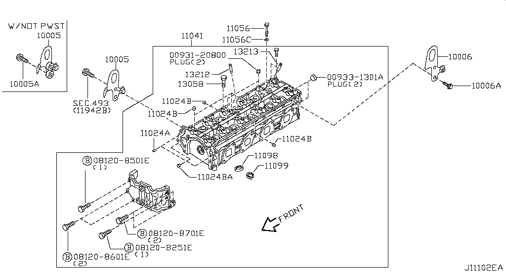 111 - CYLINDER HEAD & ROCKER COVER for NP300 D22X Nissan NP300 ...