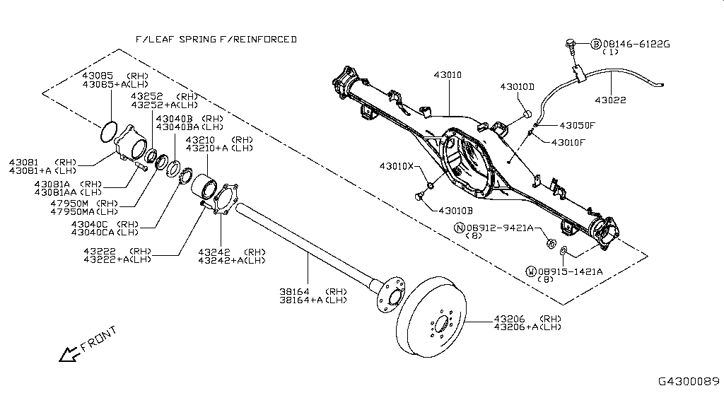 430 - REAR AXLE for Navara D23M Nissan Navara - Genuine parts - Amayama