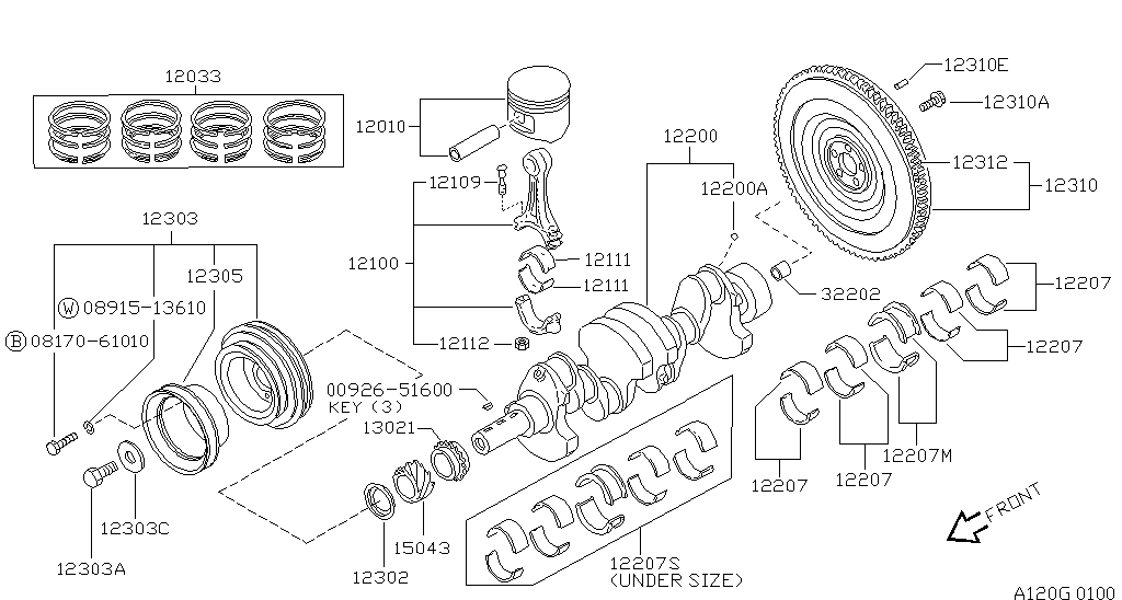 120 - PISTON,CRANKSHAFT & FLYWHEEL for Urvan E24 Nissan Urvan - Genuine ...