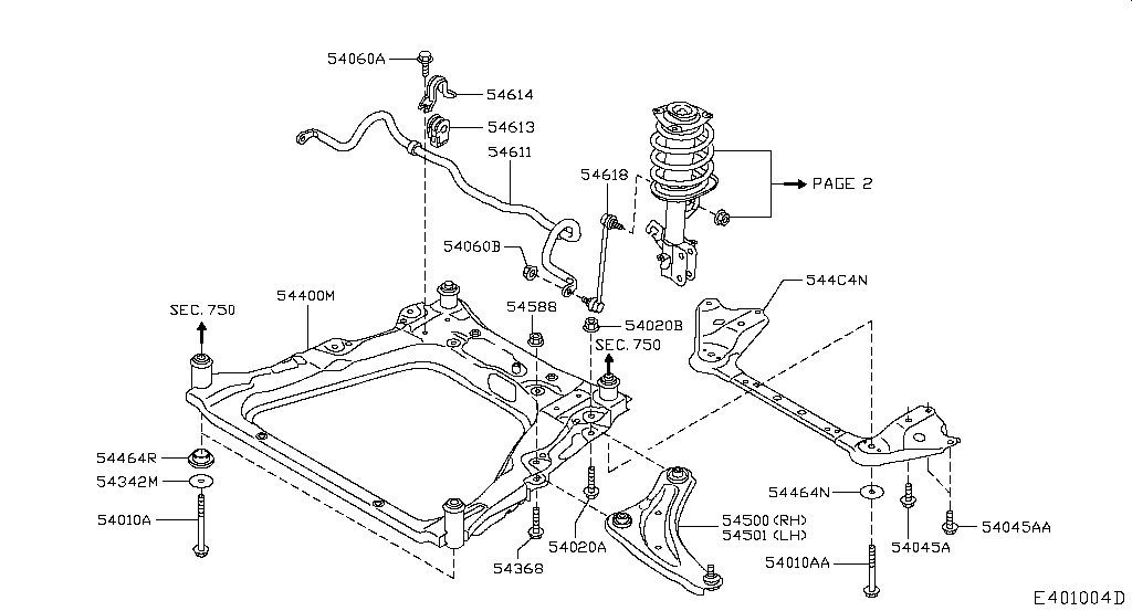 Front suspension for Nissan Juke F15E, 01.2012 - 05.2014 BASE HR16DE ...