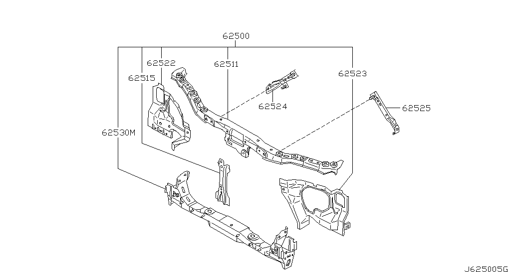 Front apron & radiator core support for Nissan Pulsar N16, 12.1999 - 07 ...