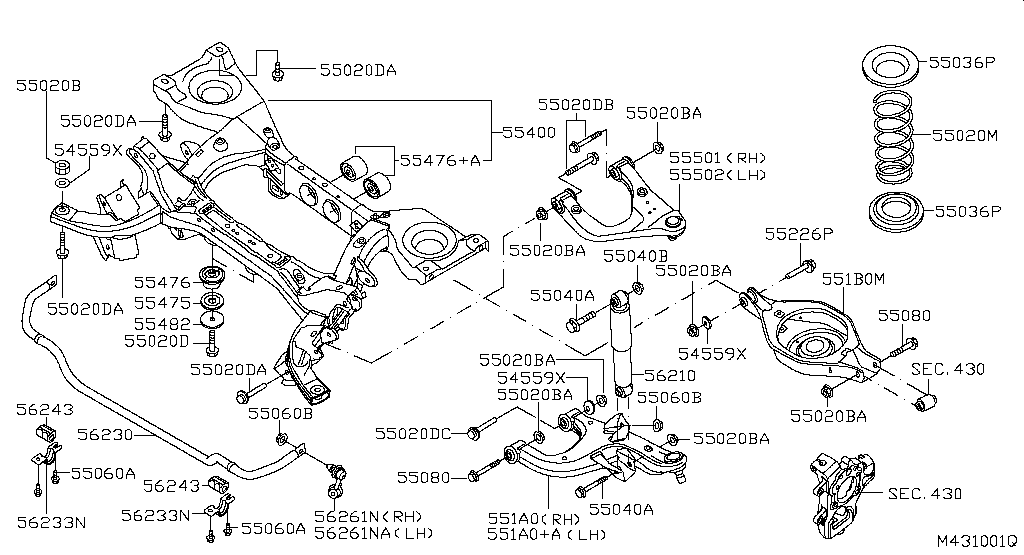431 - REAR SUSPENSION for Pathfinder R51M Nissan Pathfinder - Auto ...