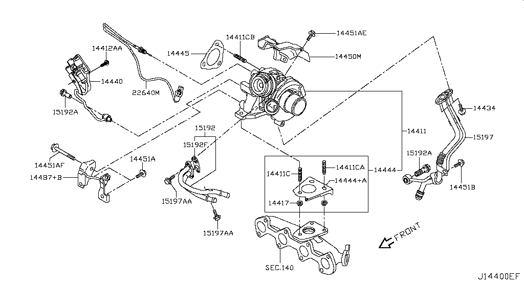 Turbo charger for Nissan X-Trail T31, 12.2007 - 09.2010 LE M9R 6MT ...