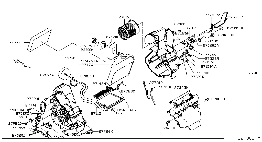 Heater & blower unit for Nissan X-Trail T32, 07.2014 - ... EA3 R9M 6MT ...