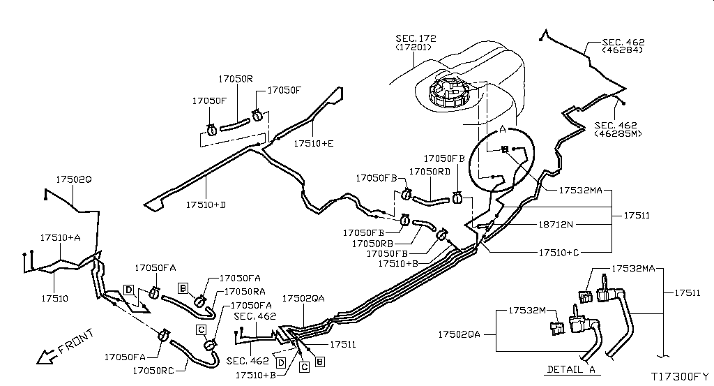 Fuel piping for Nissan NP300 D23TT, 11.2017 - ... S/HIGH M9T 6MT ...