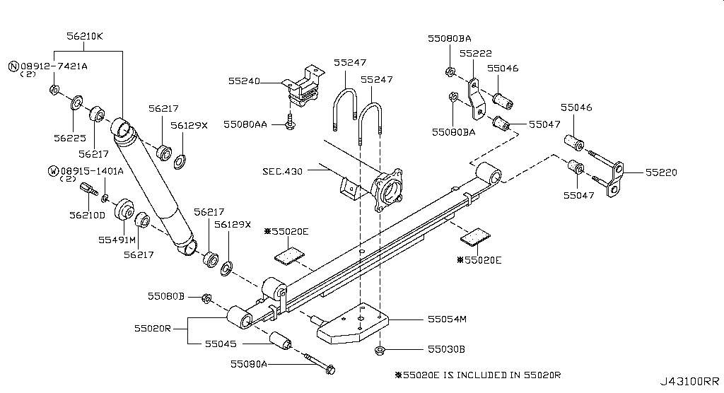 431 - REAR SUSPENSION for Urvan E25-RHD Nissan Urvan - Auto parts - Amayama
