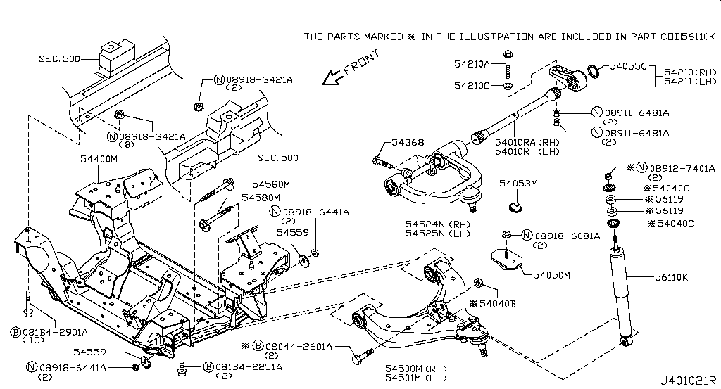 401 - FRONT SUSPENSION for Cabstar F24-RHD Nissan Cabstar - Genuine ...