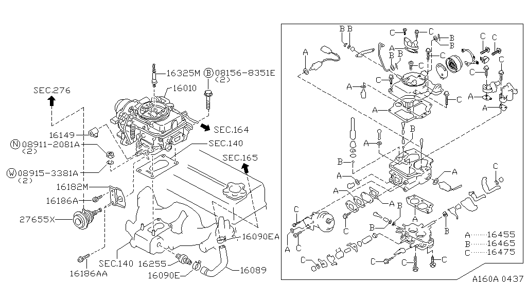 Carburetor for Nissan Urvan VE24, 06.1997 - 06.1999 DX NA20S MT.F5 ...