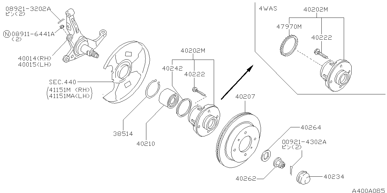 400 - front axle (chassis) for Cefiro A31 Nissan Cefiro - Genuine parts ...