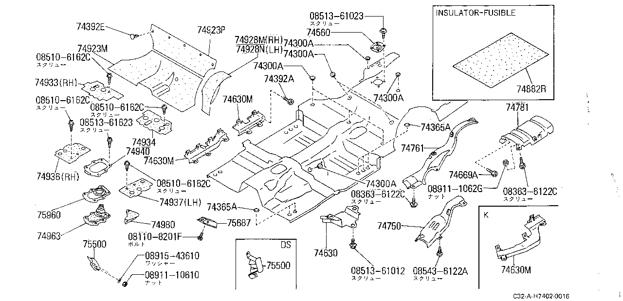 H7402 - floor fitting (body) for Laurel HC32 Nissan Laurel - Auto parts ...