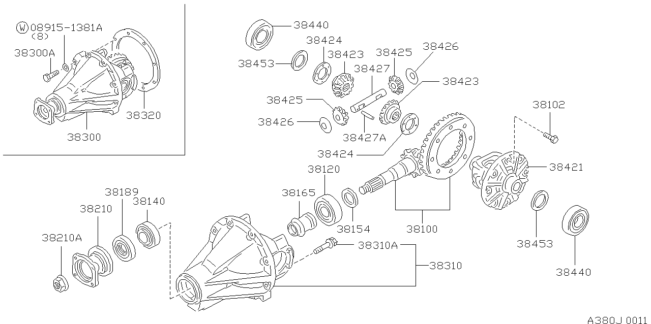 Rear final drive for Nissan Sunny California / Wingroad CY10, 05.1996 ...