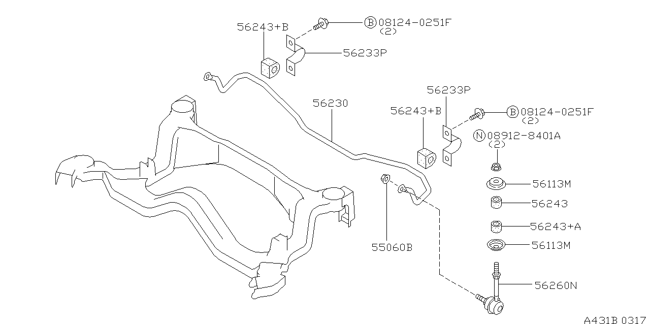 Rear suspension for Nissan Pulsar N15, 10.1999 - ... S/RV SR18DE AT ...