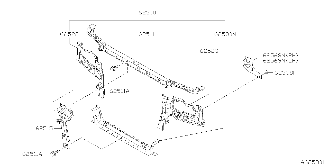 625 - Front apron & radiator core support for Skyline BNR34 Nissan ...