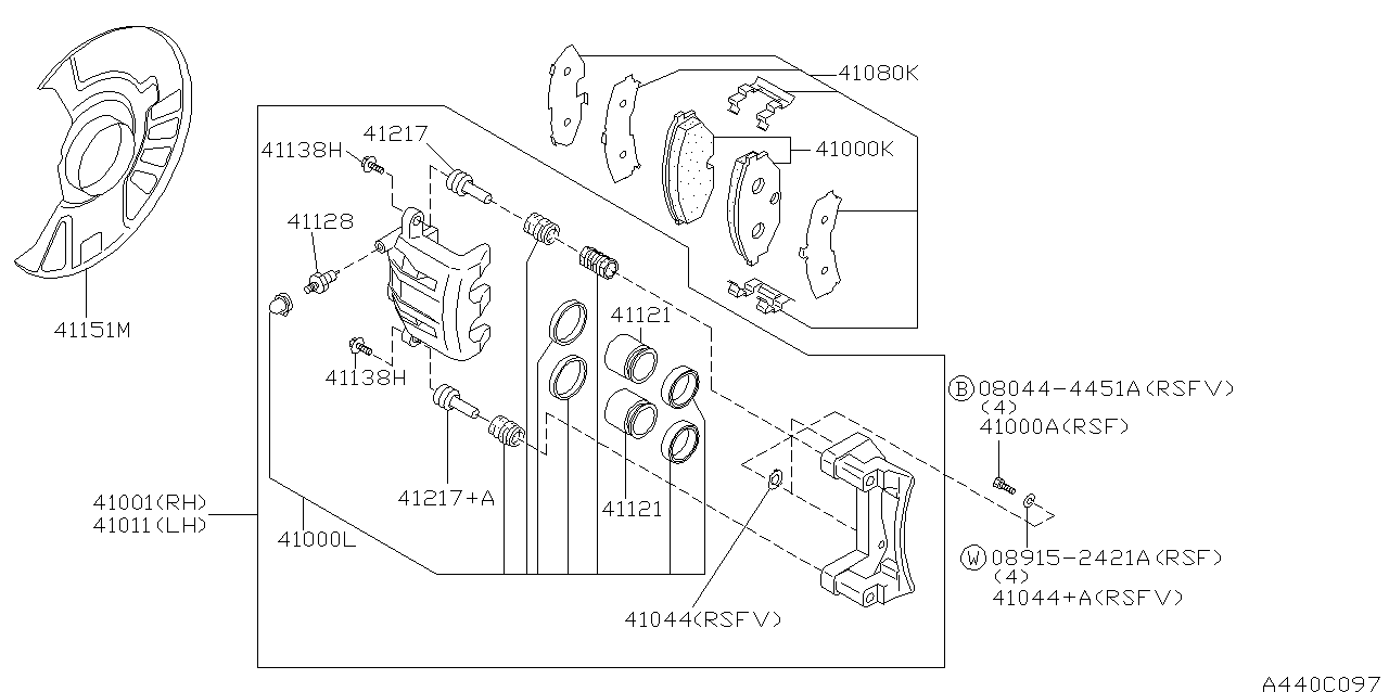 440 - front brake (chassis) for Stagea WGNC34 Nissan Stagea - Genuine ...