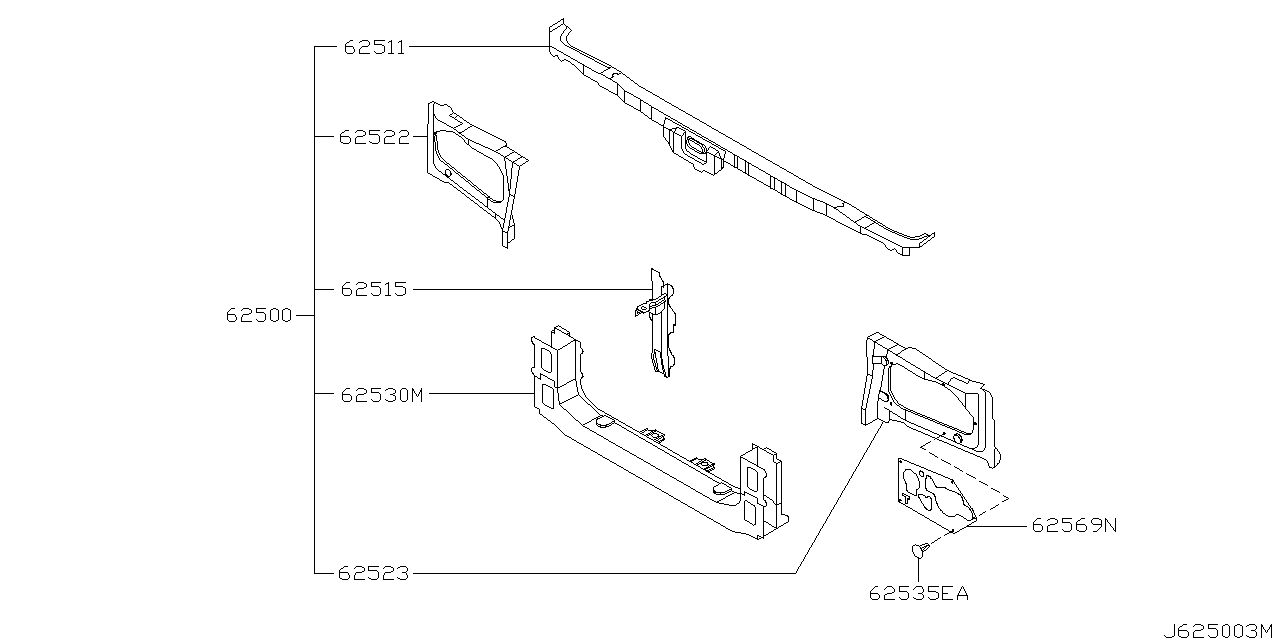 625 - Front apron & radiator core support for Cedric / Gloria MY34 ...