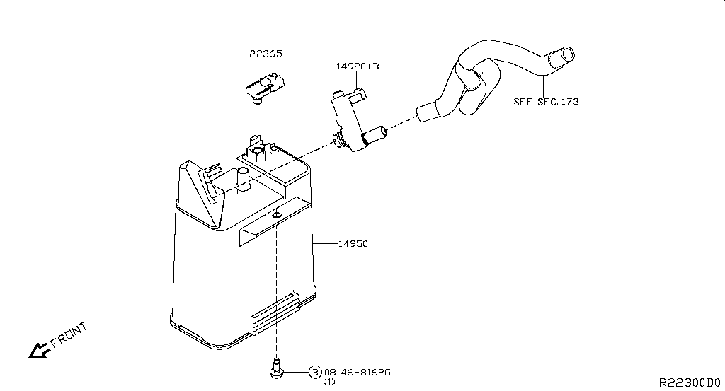 Engine control vacuum piping for Nissan Frontier D40, 08.2010 - 08.2011 ...