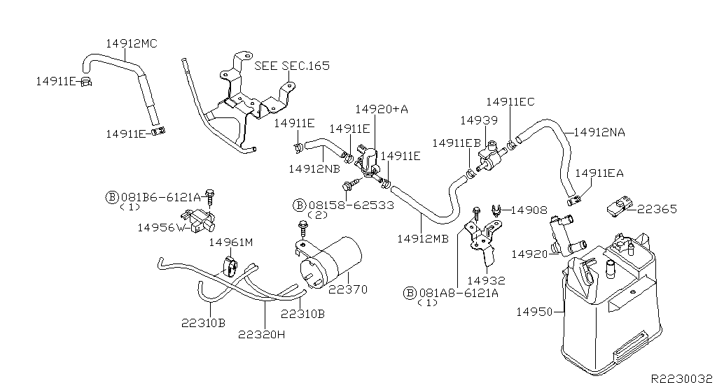 223 - ENGINE CONTROL VACUUM PIPING for Frontier D40 Nissan Frontier ...