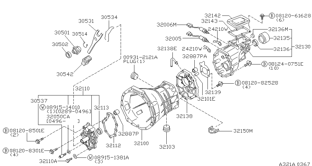 321 - TRANSMISSION CASE & CLUTCH RELEASE for 300ZX Z32 Nissan 300ZX ...