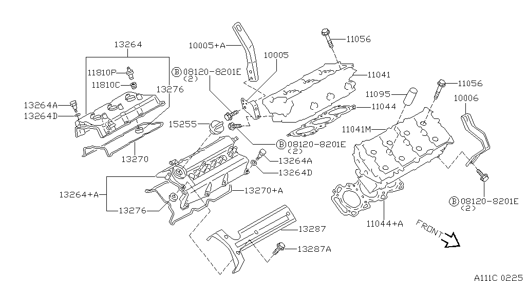 Cylinder head & rocker cover (engine) for Infiniti I30 A32, 1 ...